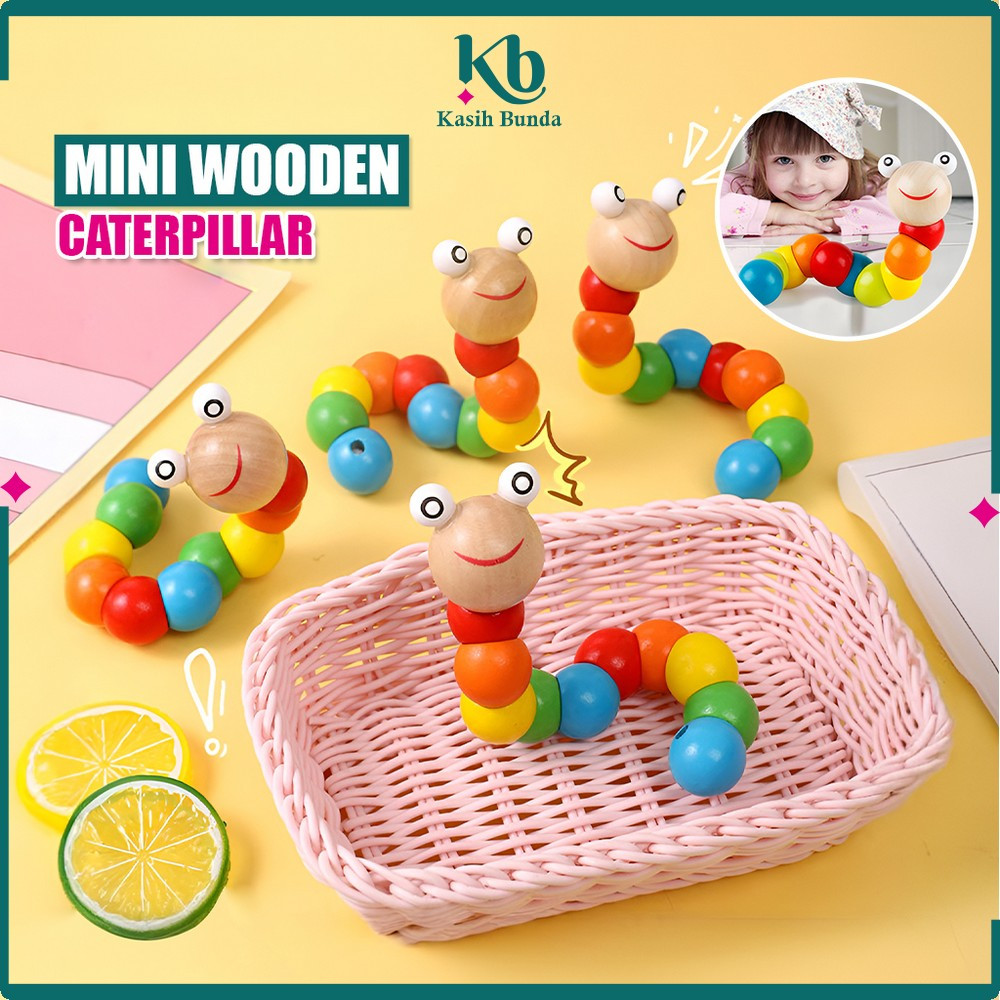 Jual Mini Worm Colorful Wooden Toys Mainan Edukasi Anak Ulat Kayu ...