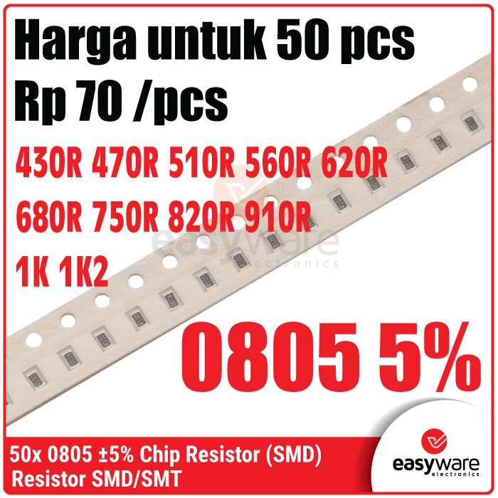 Jual 50pcs Resistor 0805 430R 470R 510R 560R 620R 680R 750R 820R 910R ...