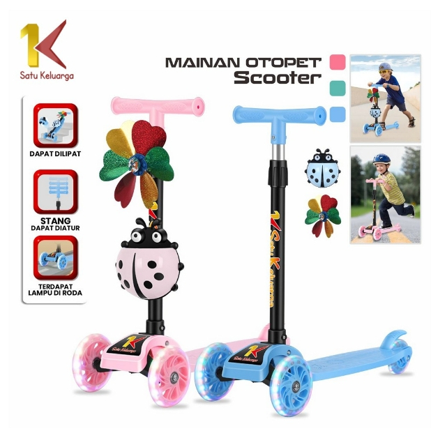 Jual WTBS Mainan Anak Skuter Otopet Scooter Roda 3 Bisa Lipat Lampu LED ...