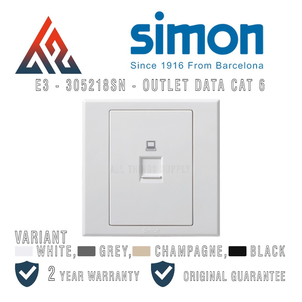 Jual Simon E3 Stop Kontak Socket Data Cat 6 Outlet - 305218SN | Shopee ...