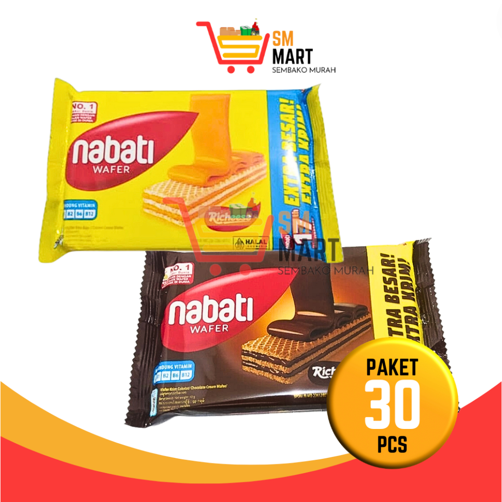 Jual [ECER 30 PCS] WAFER NABATI KEJU NABATI COKLAT ISI 30 PCS NABATI ...