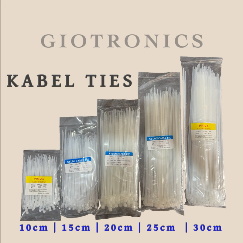 Jual NYLON Kabel Ties Tis Putih 10cm/ 15cm/ 20cm/ 25cm/ 30cm harga 1pack isi 100pcs | Shopee ...