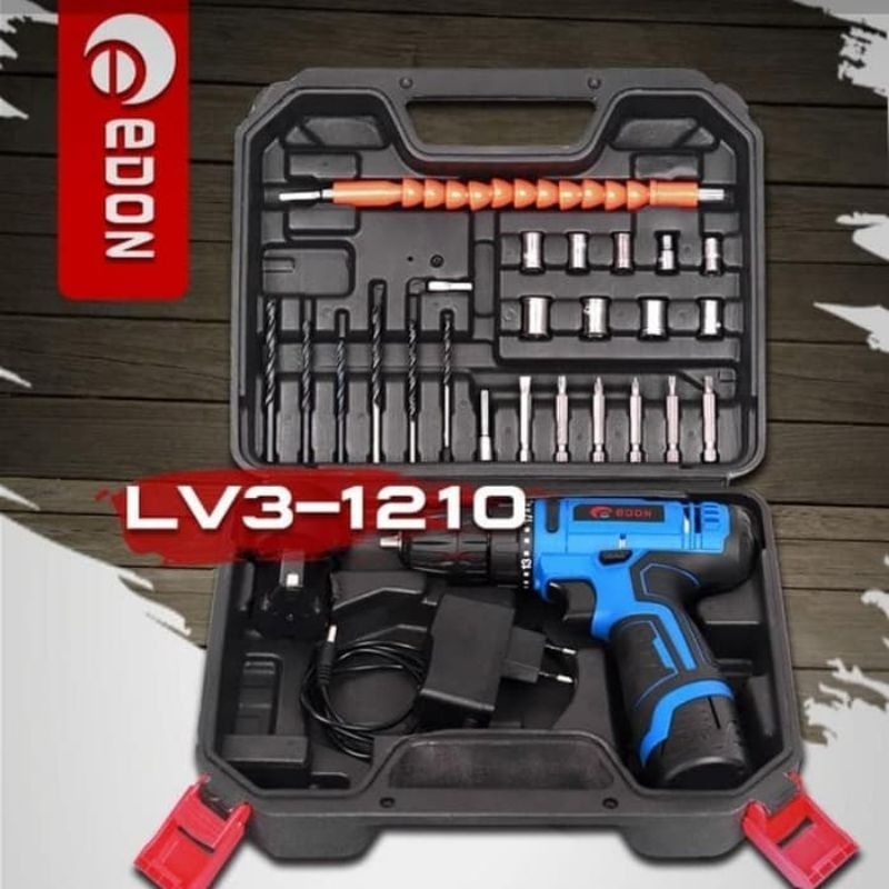 Jual Mesin Bor Cordless Charger Edon 12V Lithium Lv3-1210 Koper ...
