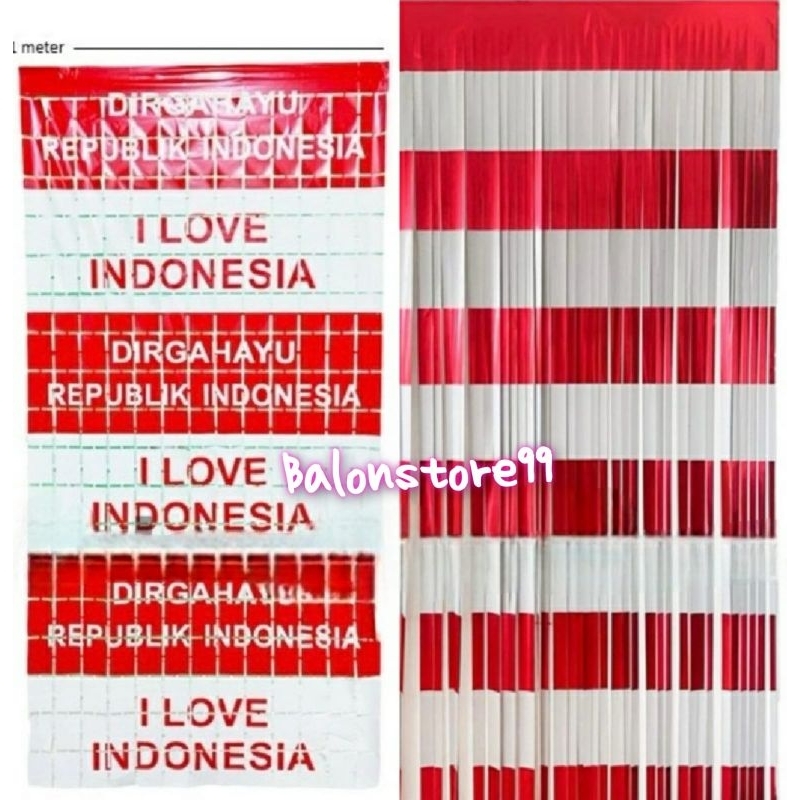 Jual Tirai Rumbai Merah Putih / Tirai Kotak Dekorasi 17 Agustus ...