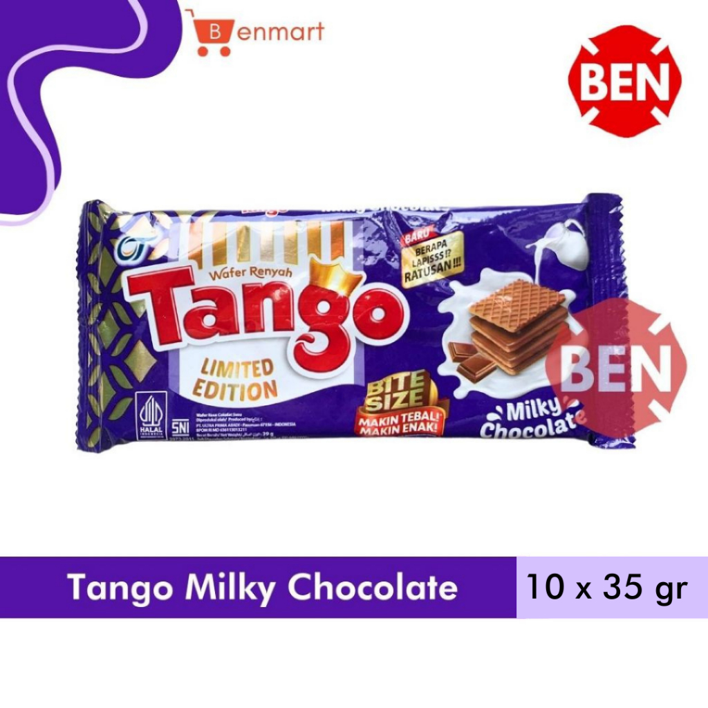 Jual Wafer Tango MILKY CHOCOLATE 1 Pak 10 Pcs 35gr Chocolate Coklat ...
