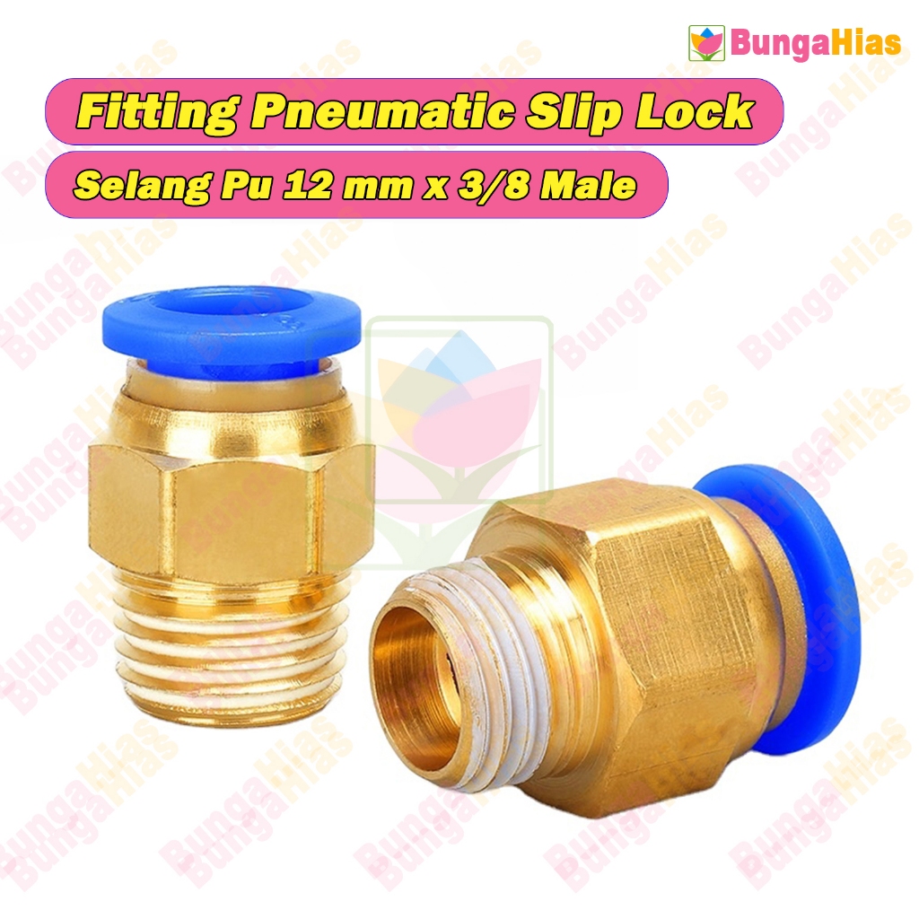 Jual Fitting Pneumatic 12 mm x 3/8 Male Drat Slip Lock Konektor Joiner ...