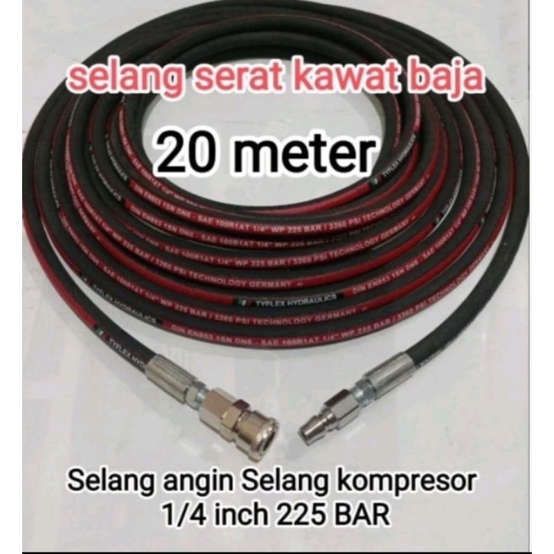 Jual selang kompresor angin 1/4" x 20 meter + copler angin ( Selang ...