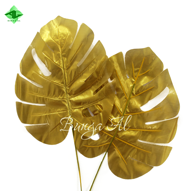 Jual daun monstera hias gold 40cm daun plastik dekorasi rumah daun ...
