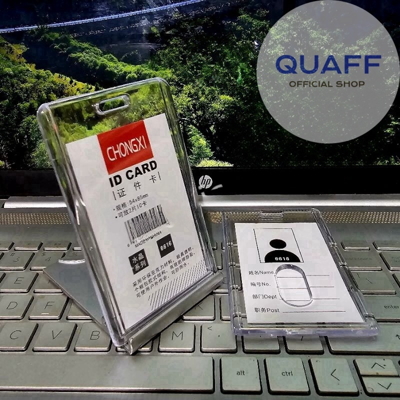 Jual Tempat Kartu Id Card Akrilik 2 Sisi Bening Transparan Vertikal Horizontal ID Holder Name ...