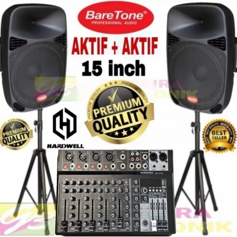 Jual Paket Speaker Aktif Baretone 15 inch 15MB mixer Hardwell bluetooth ...
