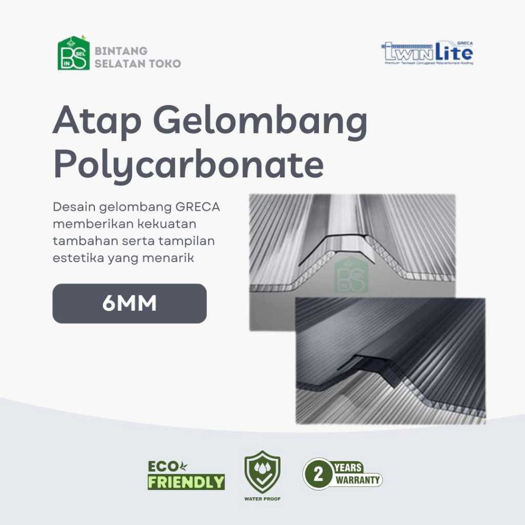 Jual Atap Gelombang Polycarbonate TWINLITE GRECA 6mm | Shopee Indonesia