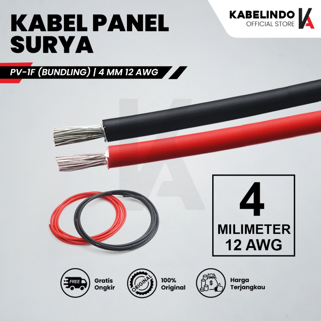 Jual Kabel Solar Panel Surya PV-1F 1 x 4mm² 12 AWG Merah & Hitam ...