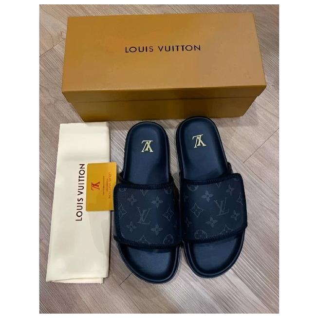 Jual Louis Vuiton LV Logo Slides 100% Original | Shopee Indonesia