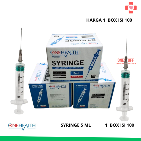 Jual Suntikan 5ml Onehealth Spuit Alat Injeksi Suntik Disposable 1 Box ...
