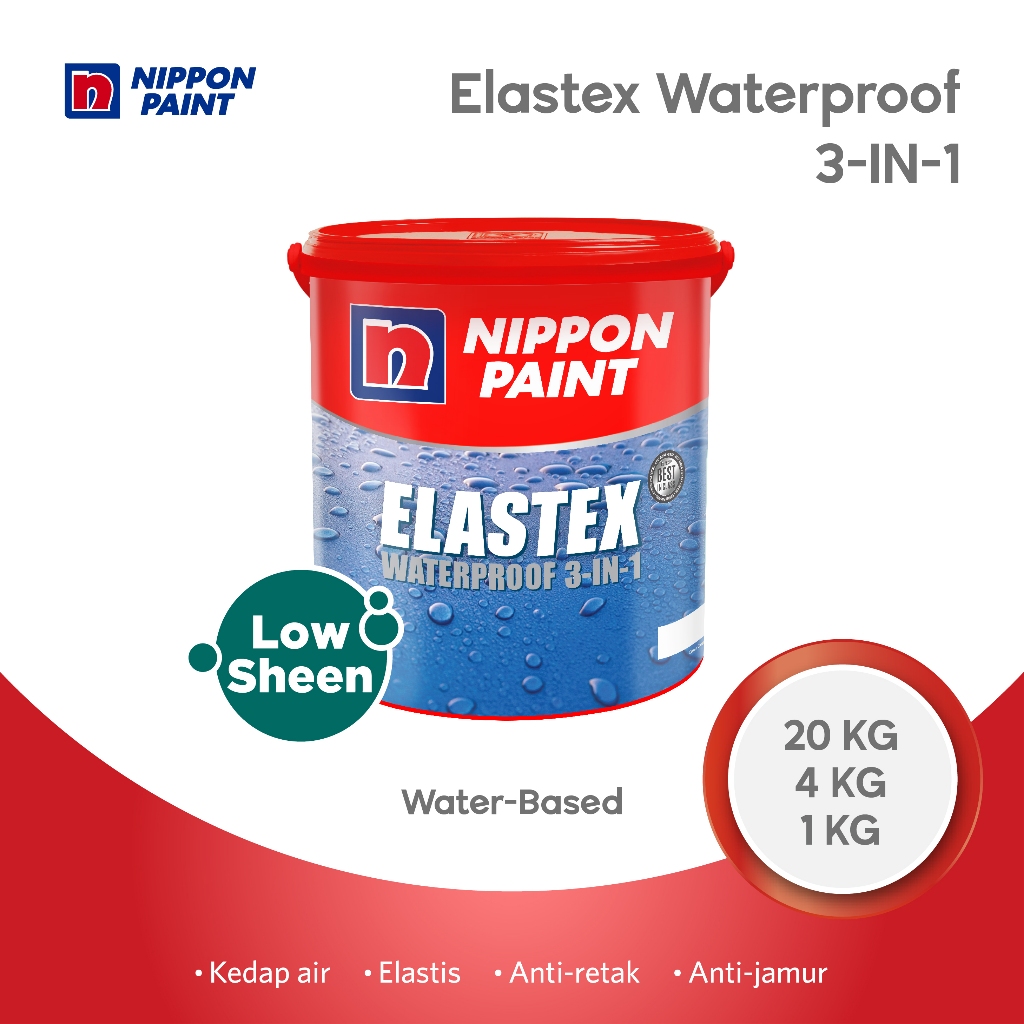 Jual Nippon Paint - Elastex Waterproof 3-In-1(Tinting) -4kg- Cat Pelapis Anti-Bocor | Shopee ...