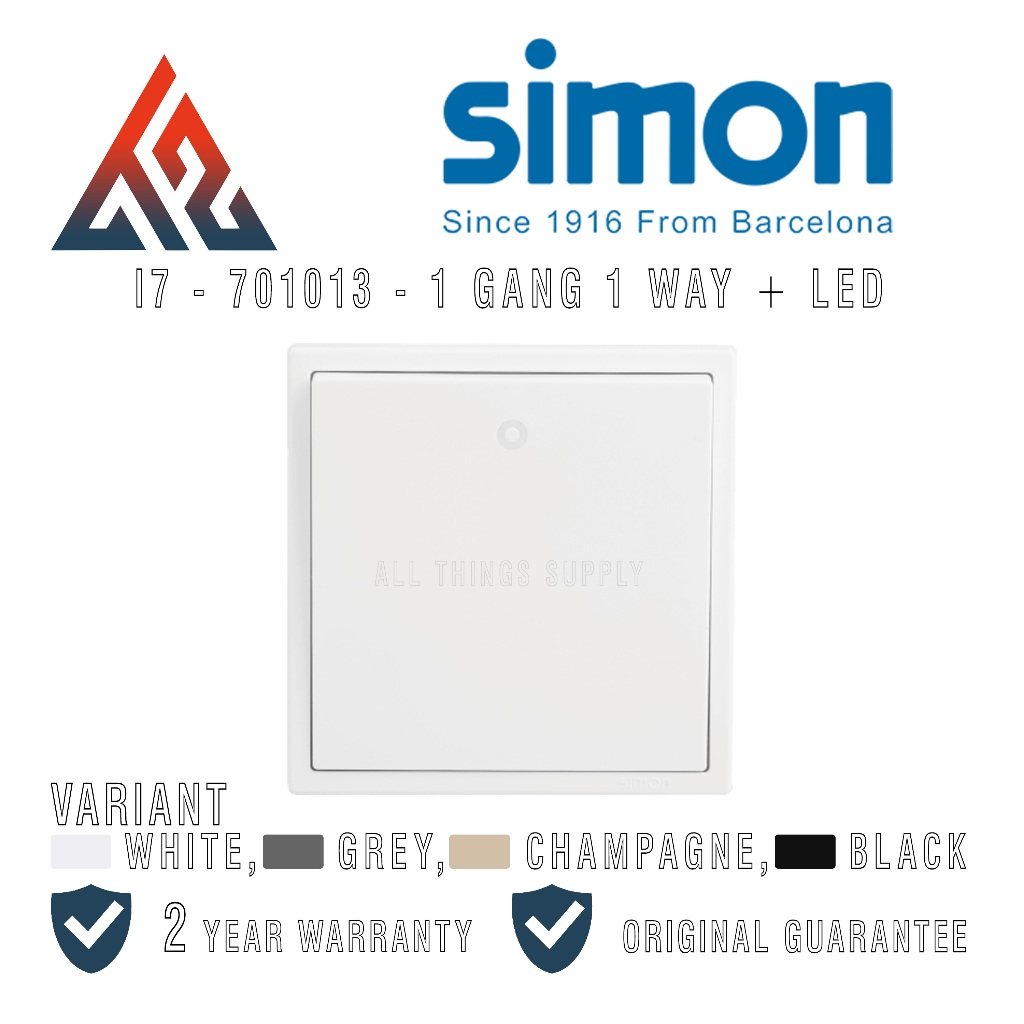 Jual Simon I7 Saklar Lampu Engkel 1 Gang 1 Way Single LED - 701013 ...