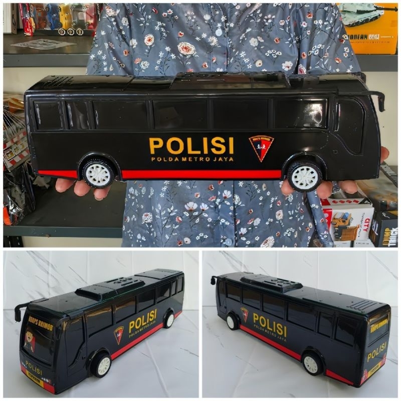 Jual Mainan Bus Polisi Brimob Besar Panjang jalan Tanpa Baterai Model ...