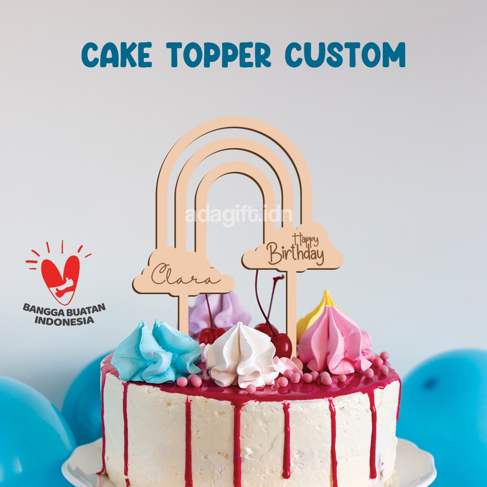 Jual RAINBOW CUSTOM TOPPER | FREE TULIS NAMA Cake Topper Kayu Wooden ...