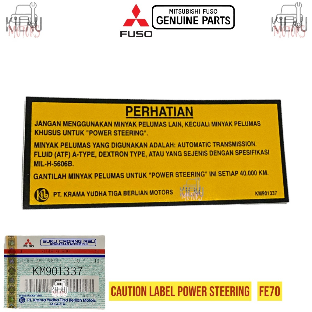 Jual Sticker Stiker Label PERHATIAN POWER STEERING Original Mitsubishi ...