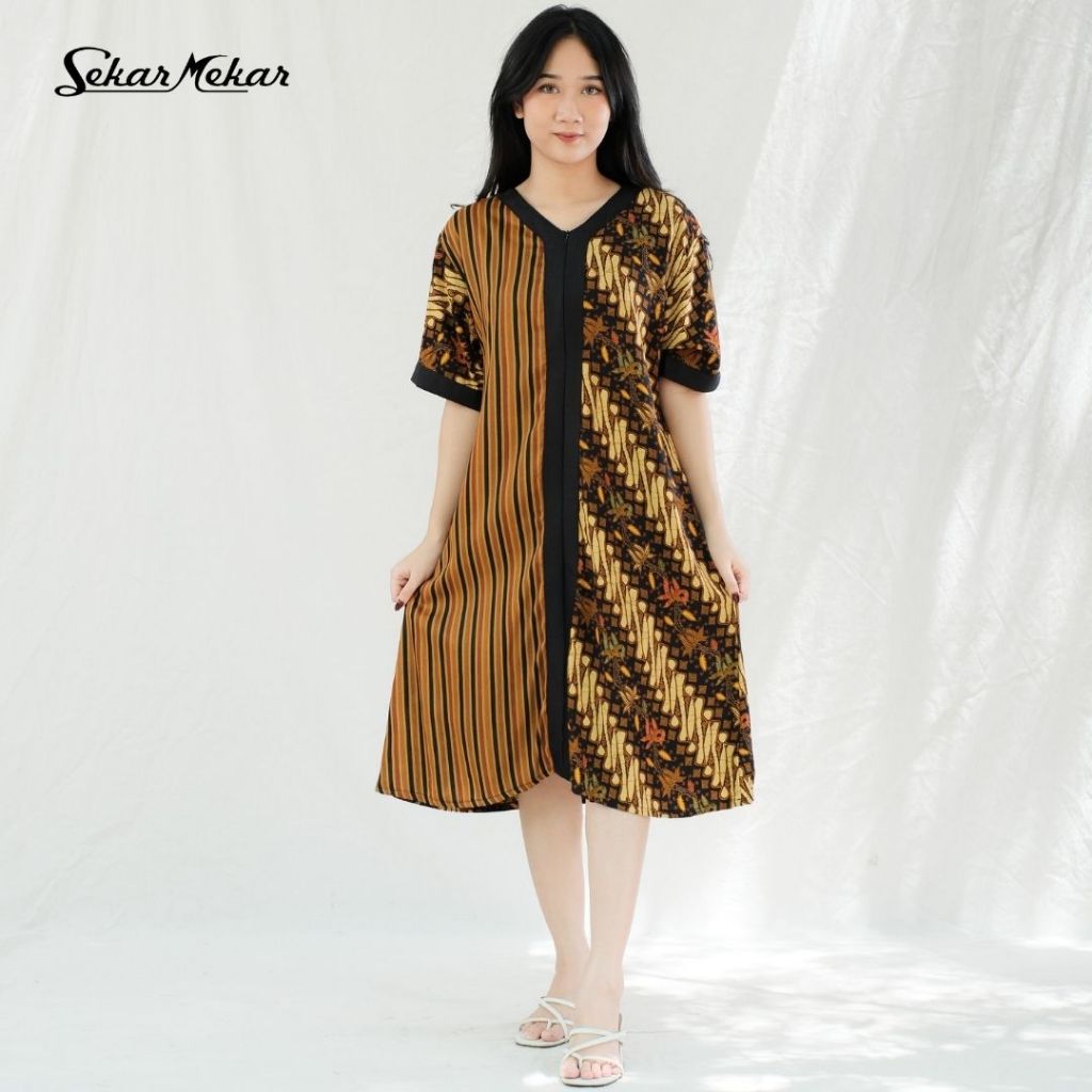 Jual Sekar Mekar Dress Daster Batik Wanita Fashionable Model 008A ...