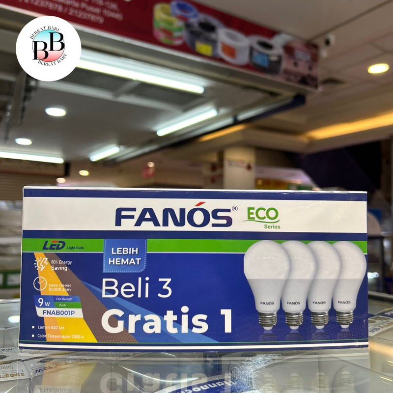 Jual Lampu Bohlam LED Fanos EcoPack 9 Watt (Beli 3 Gratis 1) (Cahaya Putih) | Shopee Indonesia