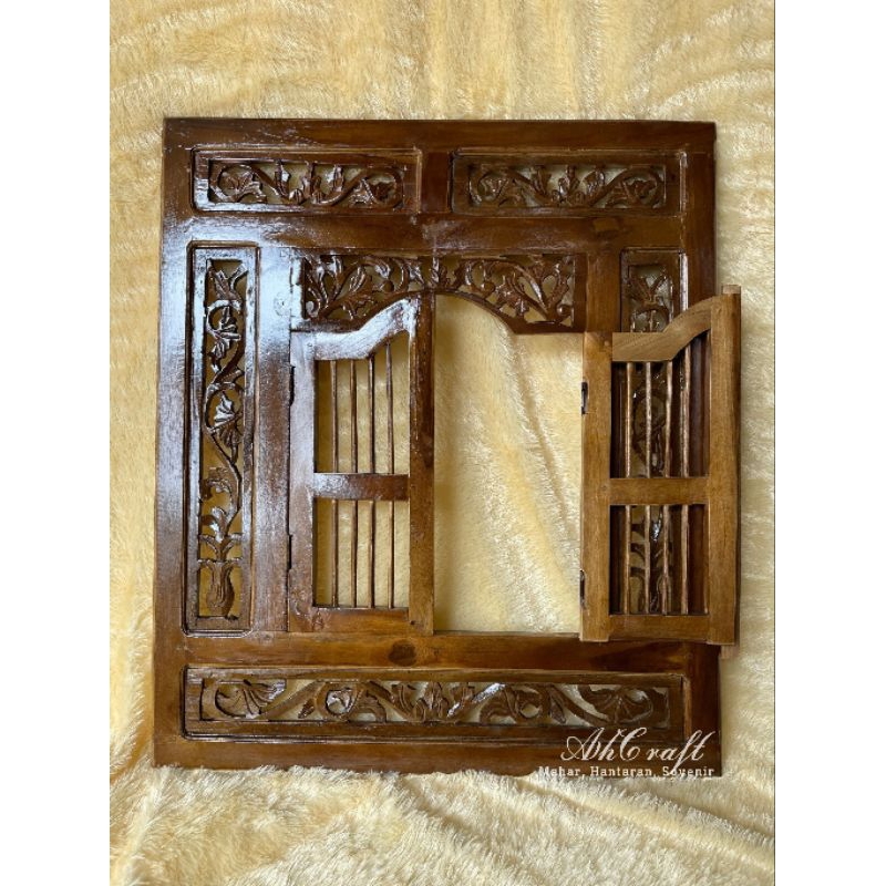 Jual Krepyak (Bingkai Cermin) Model Jendela Jati Ukir Jepara Ukuran ...
