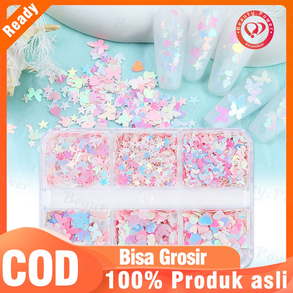 Jual 1 Kotak Manik Glitter Hati/Star/Kuku Sprinkle Glitter Nail Art ...