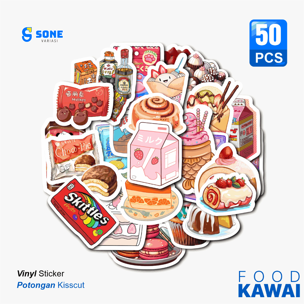 Jual Stiker Pack Food Kawai Aesthethic Vinyl Waterproof untuk Sticker ...