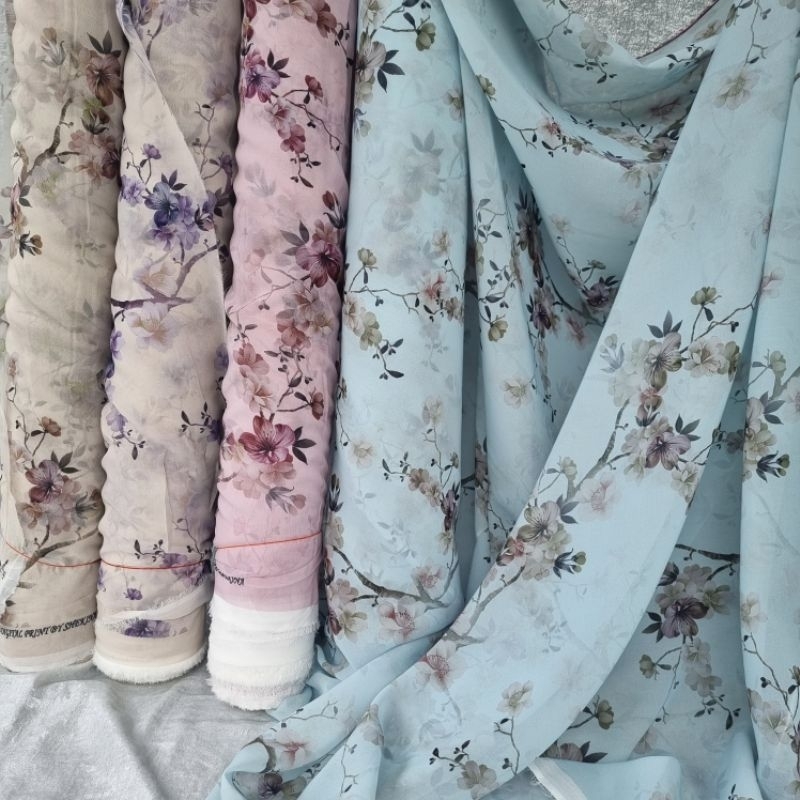 Jual Kain Sifon Silk Print Motif | Bahan Chiffon Halus Lembut Semi ...