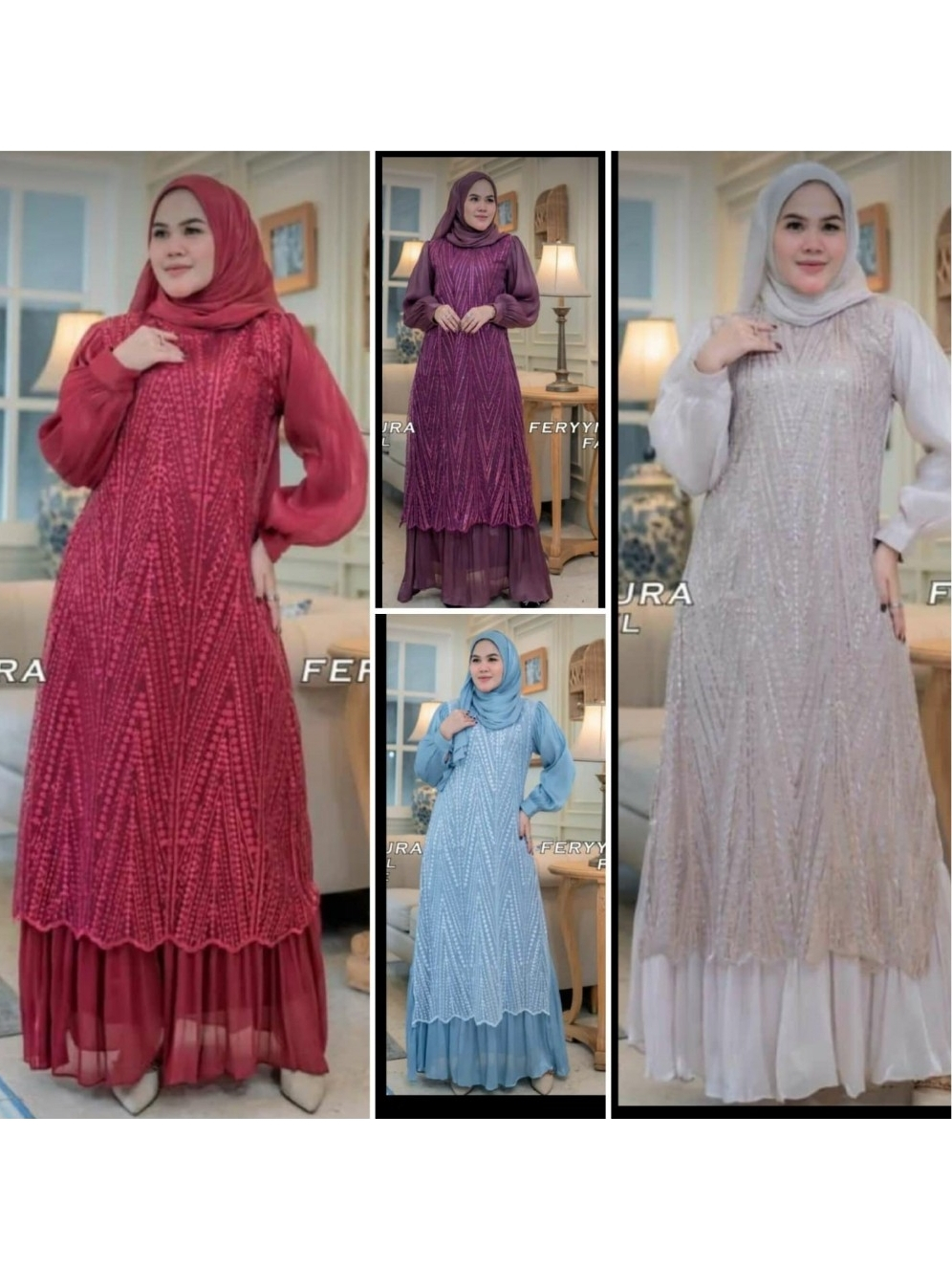 Jual gamis pesta set brukat shimer limited edition | Shopee Indonesia