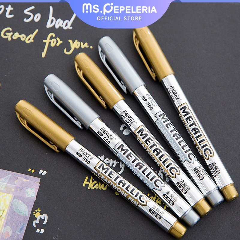 Jual Metallic Pen Baoke Gold Silver Pen Marker Spidol metalik emas ...