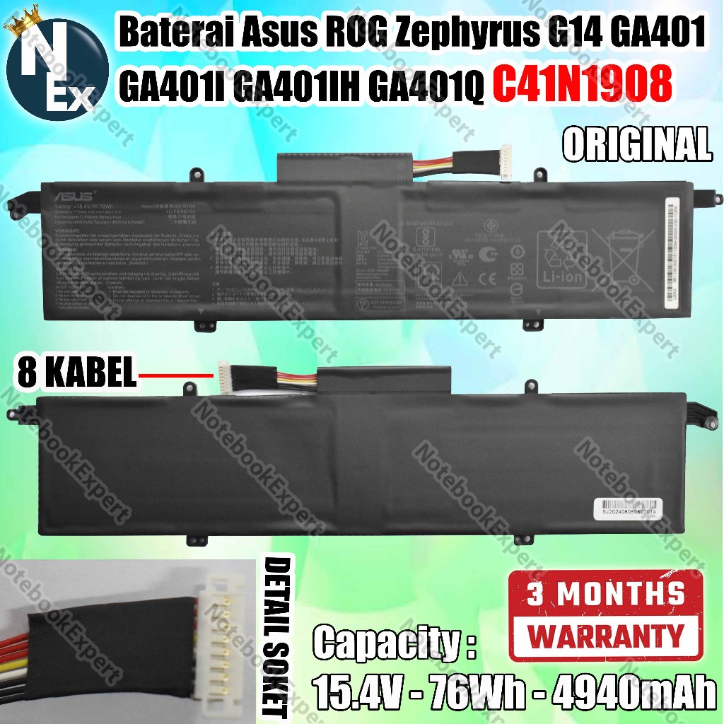 Jual Baterai Asus ROG Zephyrus G14 GA401 GA401I GA401IH GA401Q C41N1908 ...