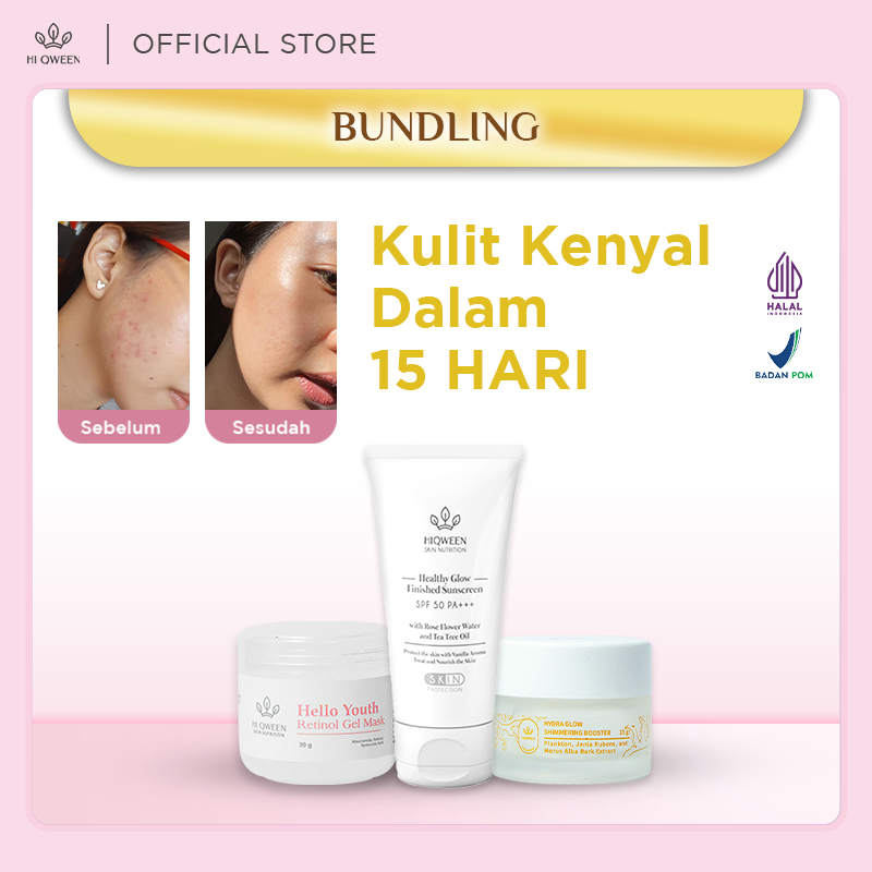 Jual Hiqween Promo Paket Bundling Sunscreen + Hydraglow + Retinol Gel ...