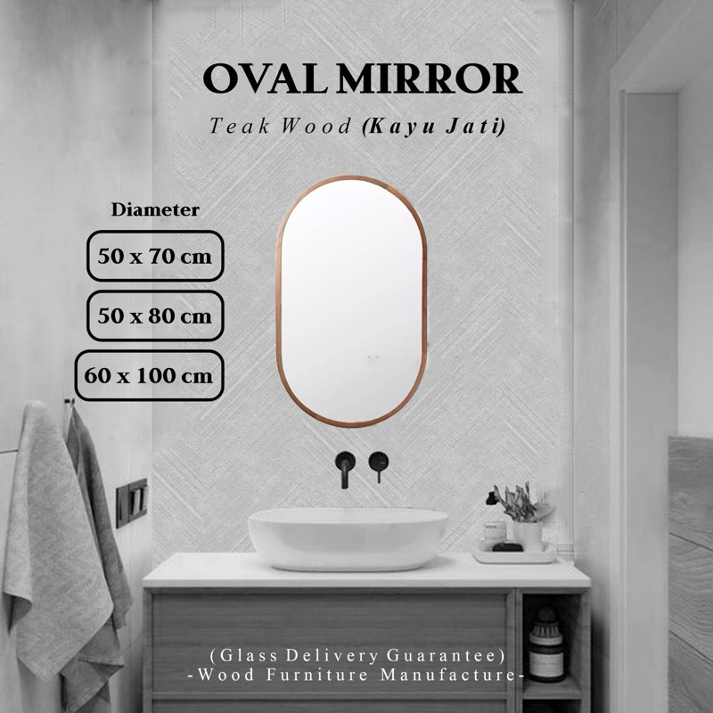 Jual Woodelta - Cermin Kayu Jati Oval 50x80 Dan 60x100 Mirror Teak Wood ...