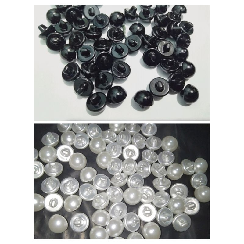 Jual kancing baju jamur diameter 10mm / 12mm hitam / putih tulang isi ...
