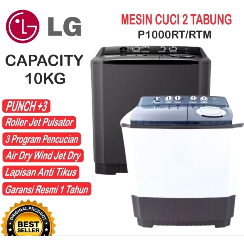 Jual LG MESIN CUCI 2 TABUNG P1000 10 KG 10KG | Shopee Indonesia