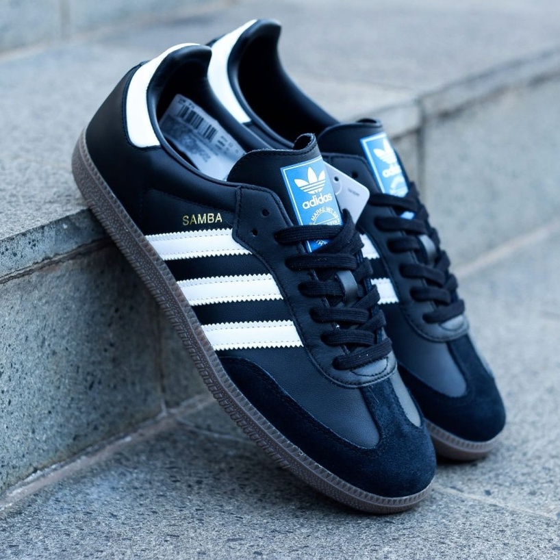 Jual Sepatu Sneakers Casual Pria & Wanita - Samba OG Hitam lis putih ...