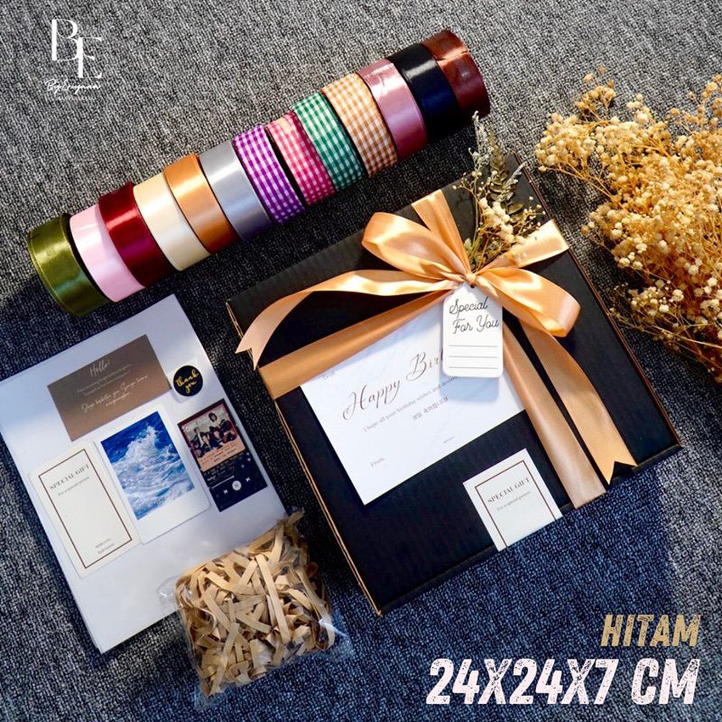 Jual Box Hampers Gift Box Kotak Kado Ulang Tahun Kardus Hitam Aesthetic ...