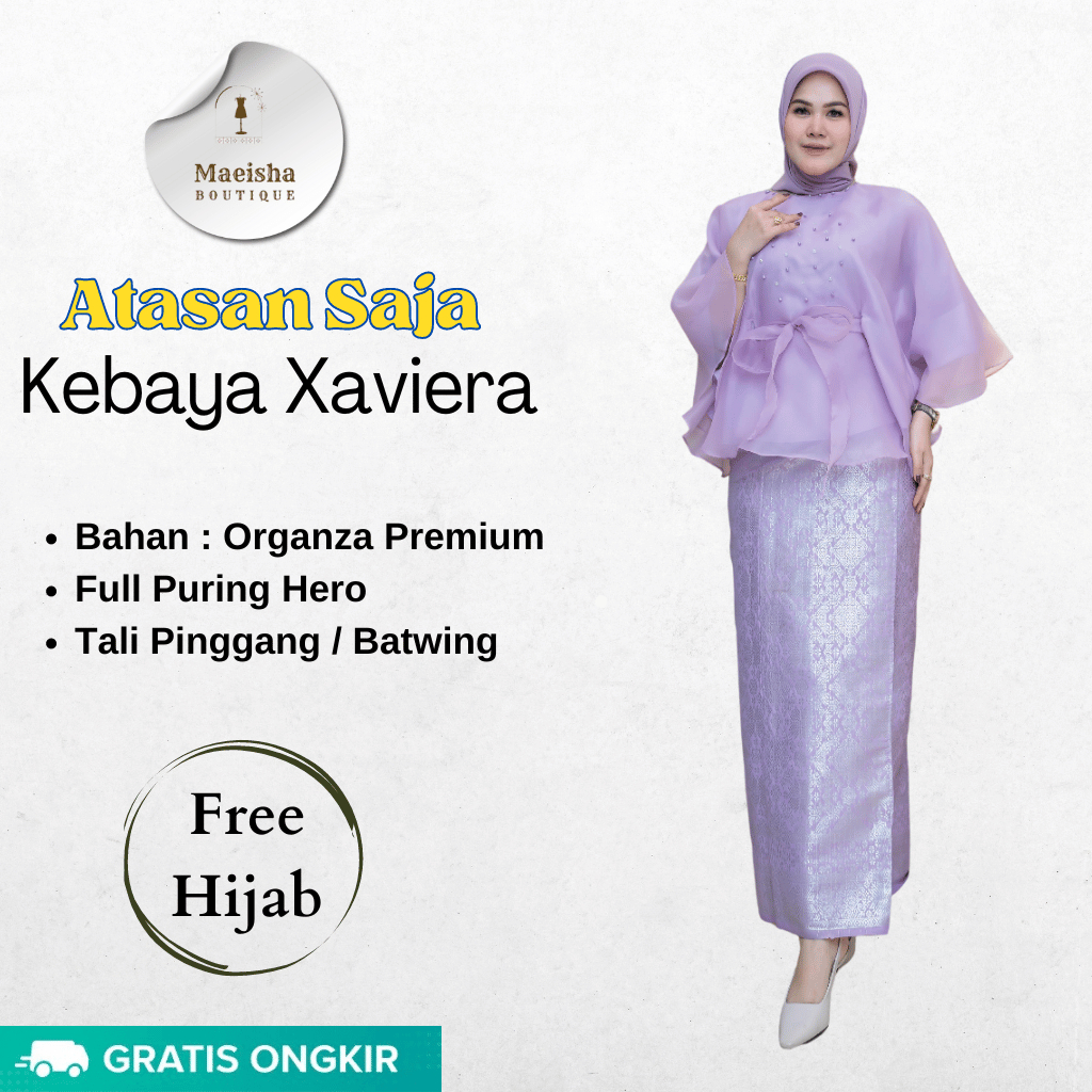 Jual Atasan Kebaya Xaviera Free Hijab Jumbo Fit LD 130 / Kebaya Modern ...