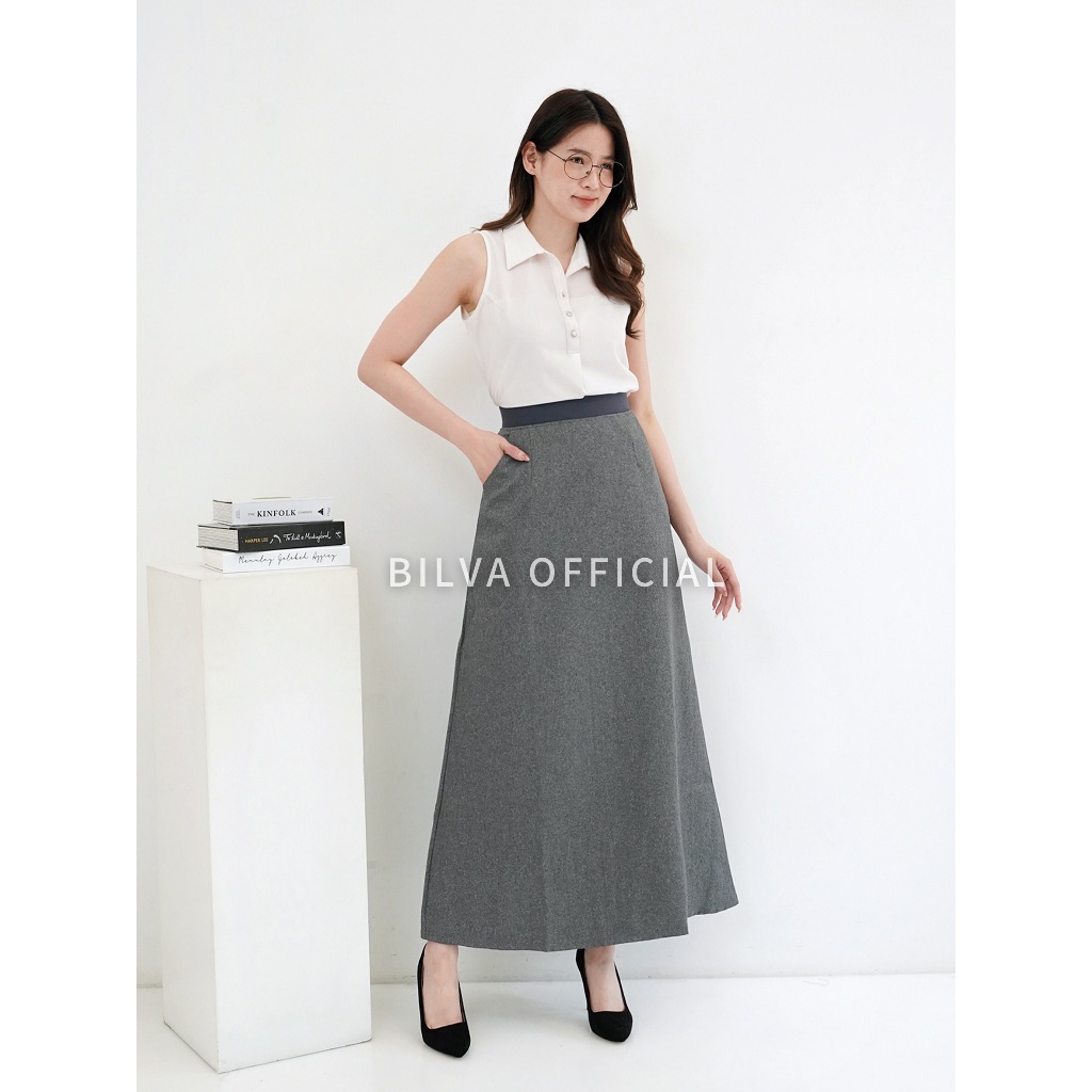 Jual Bilva - Rok Formal Panjang Kantor Pinggang Karet Rok Kerja Wanita ...