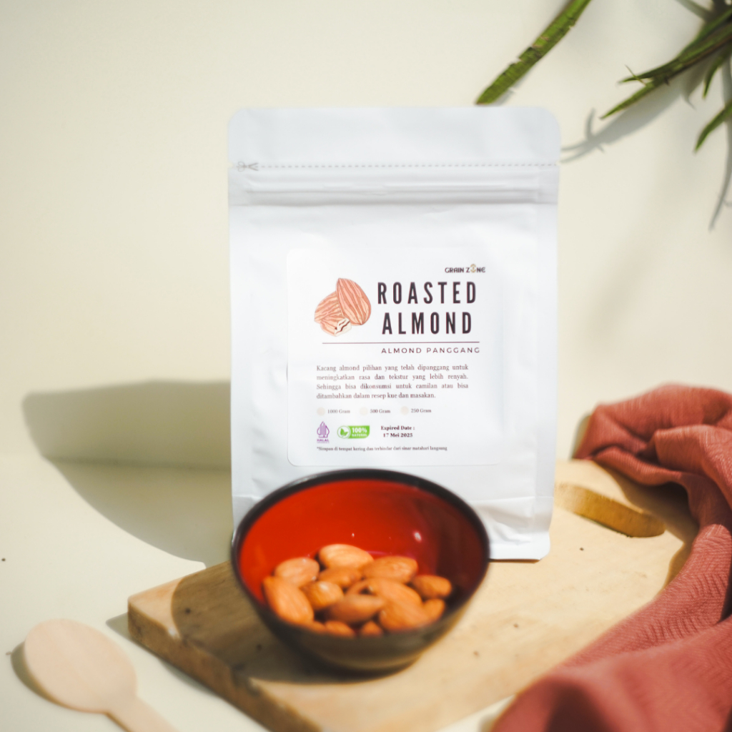 Jual ROASTED ALMOND 250GR | KACANG ALMOND PANGGANG 250GR | NATURAL ROASTED ALMOND | Shopee Indonesia