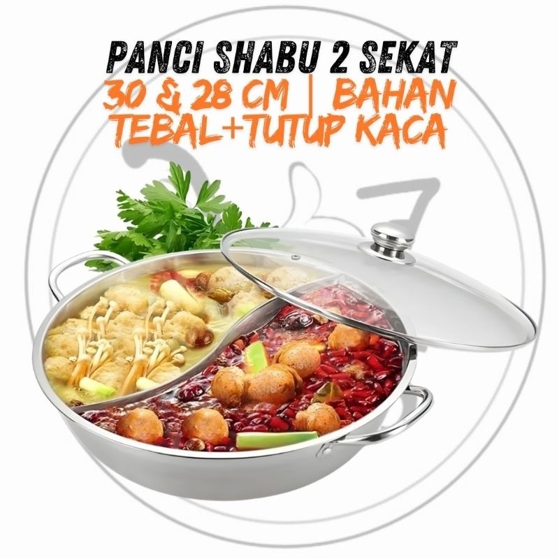 Jual PANCI SHABU 2 SEKAT JUMBO 30CM TUTUP KACA / PANCI HOTPOT TEMPAT ...