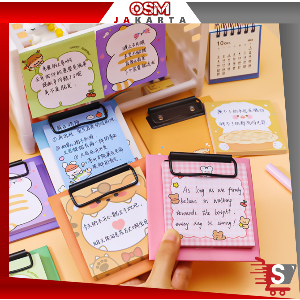 Jual OSM JKT S6372 Sticky Notes Free Clipboard / Memo Pad Karakter Lucu ...