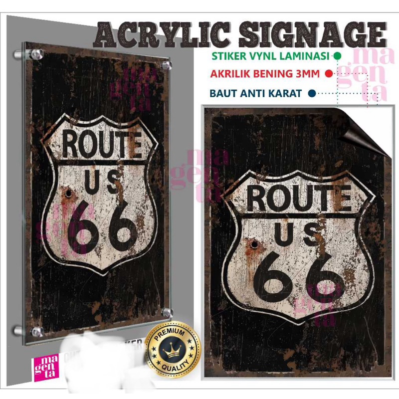Jual FRAME AKRILIK SIGNS ROUTE 66 VINTAGE POSTER PREMIUM | Shopee Indonesia