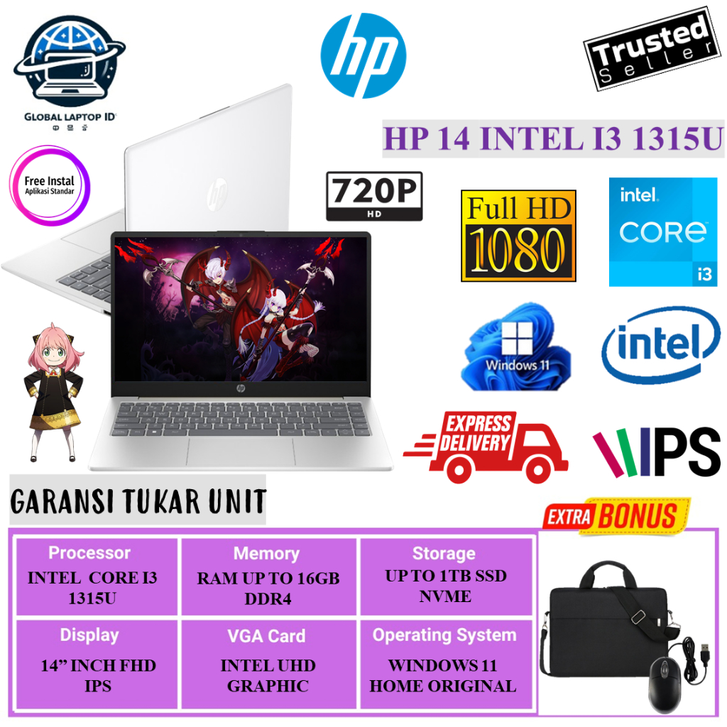 Jual PROMO Laptop BISNIS Murah HP 14 Intel Core i3 1315U RAM 16GB SSD ...