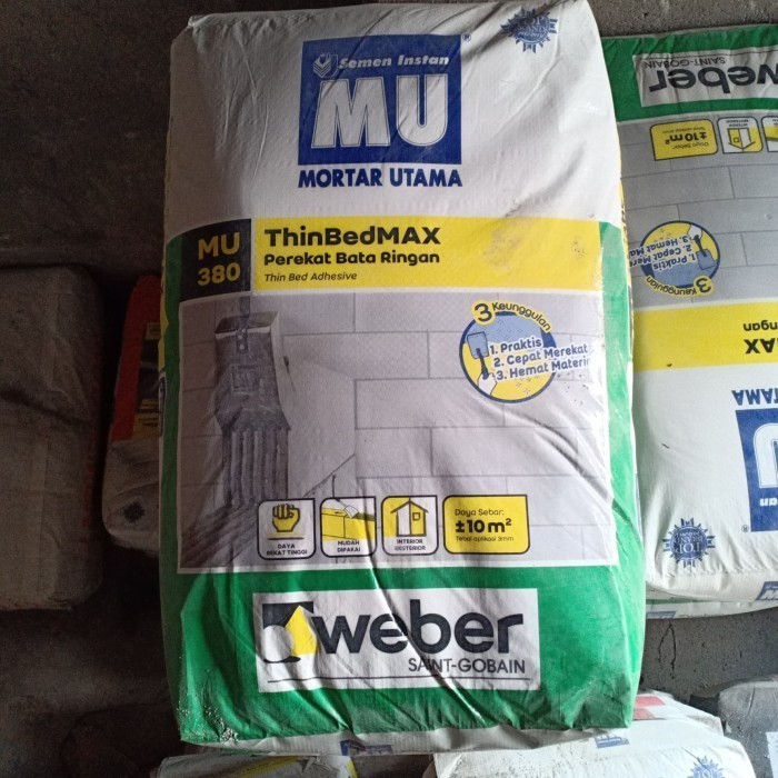 Jual Perekat Herbel Bata Ringan Mortar Utama MU-380 40kg Perekat bata ...