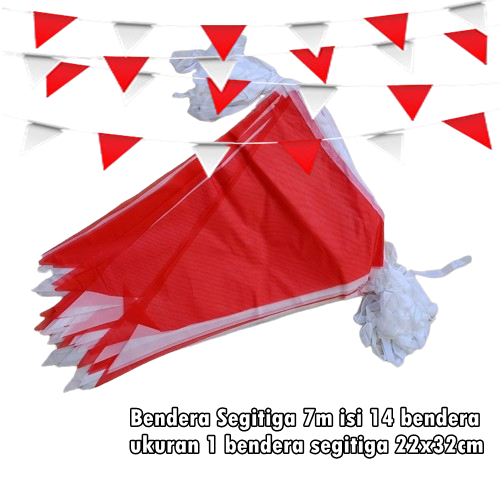 Jual Bendera Segitiga Kain 7 Meter Isi 15 Bendera Ukuran 22x32Cm ...