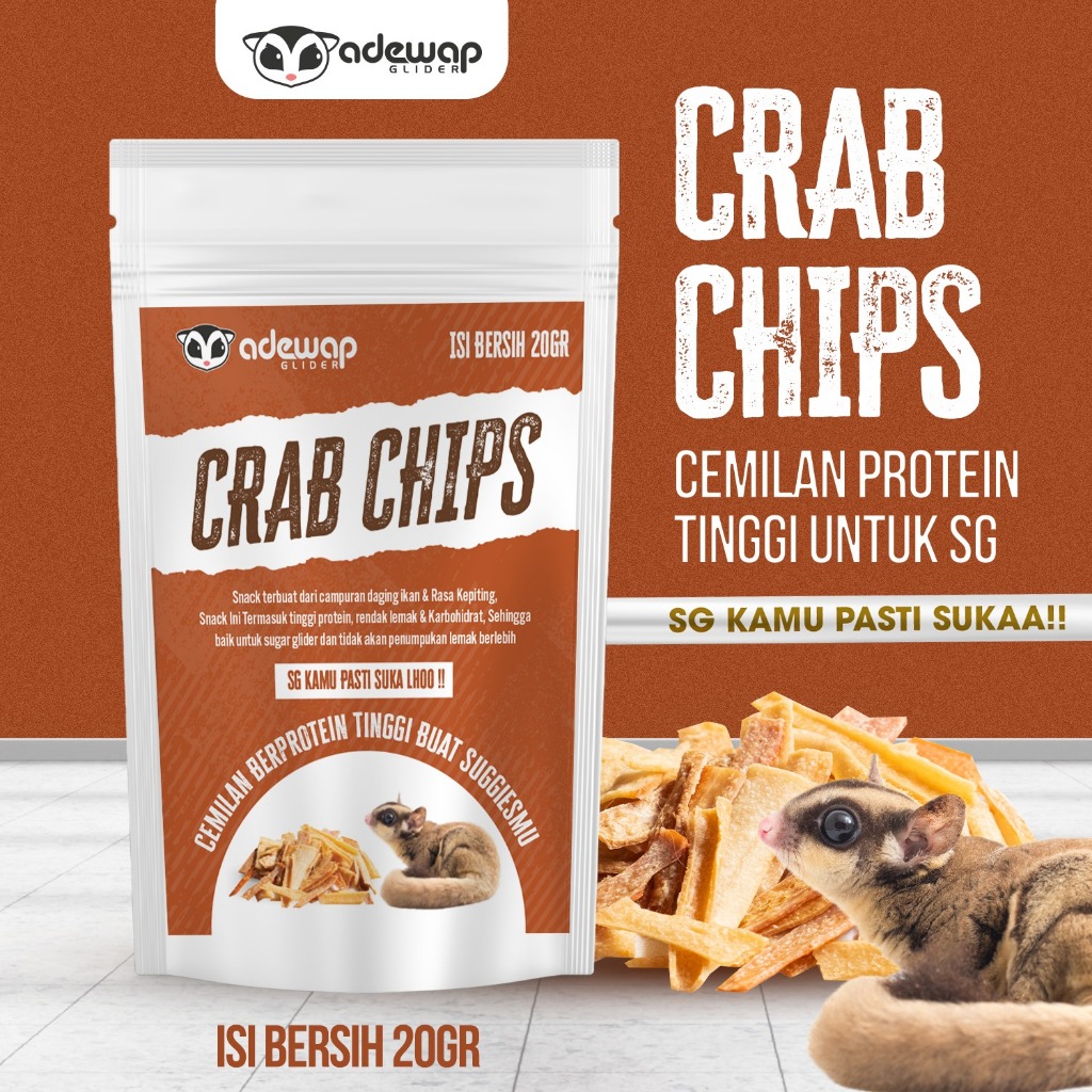 Jual ADEWAP GLIDER Crab Chips Camilan Protein Sugar Glider Rasa ...