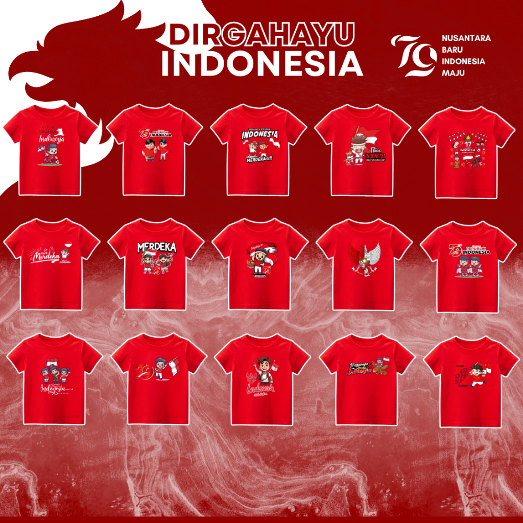 Jual Kaos kemerdekaan anak laki laki dan perempuan| Baju anak ulang tahun RI ke 79| Kaos 17 ...