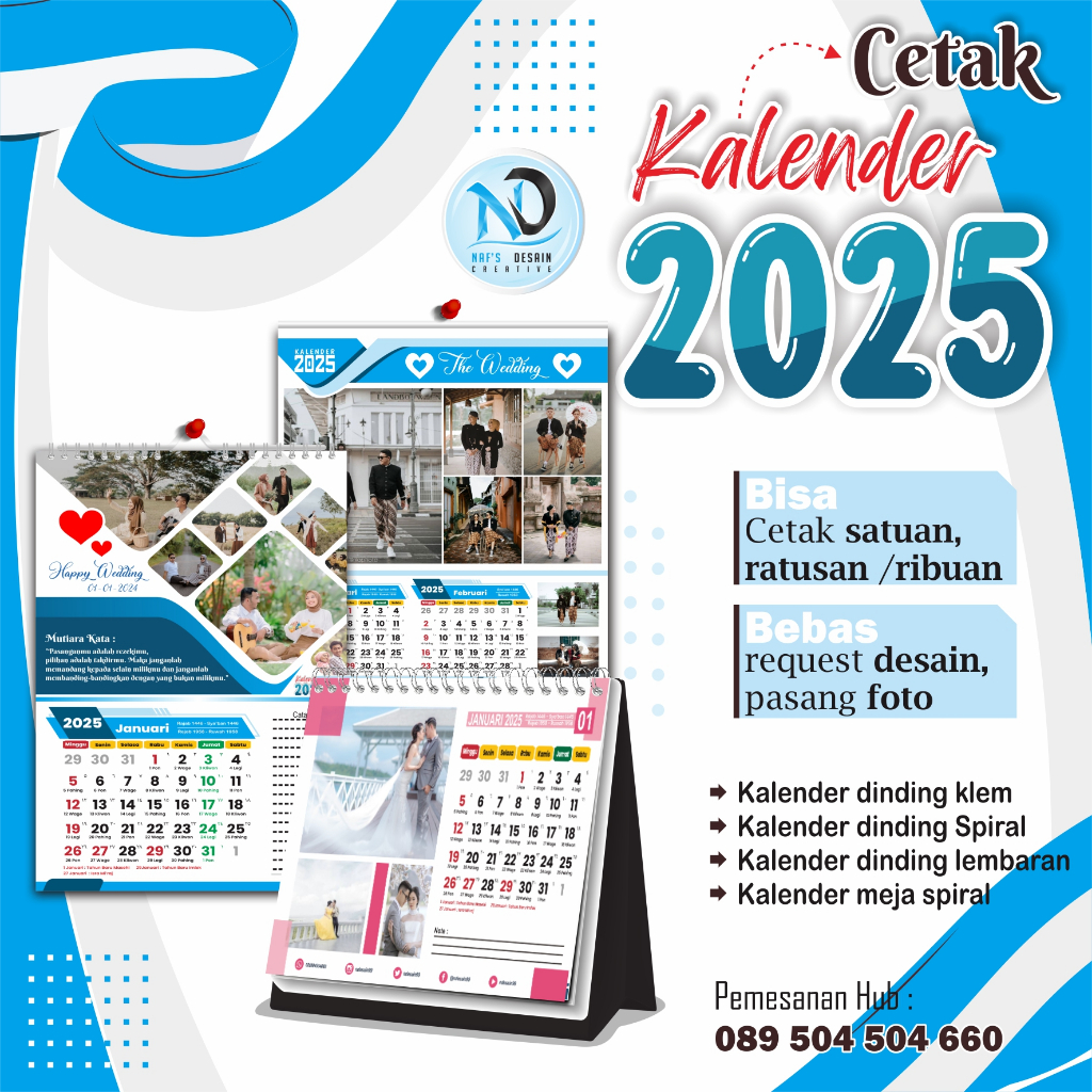 Jual Kalender Dinding 2025 ( 12 Lbr = 1 Bulan ) Custom Desain | Shopee Indonesia